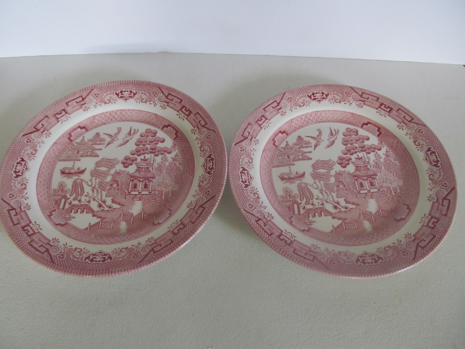 Pink Willow Churchill Dinner Plates Red Willow Pattern Churchill Red ...