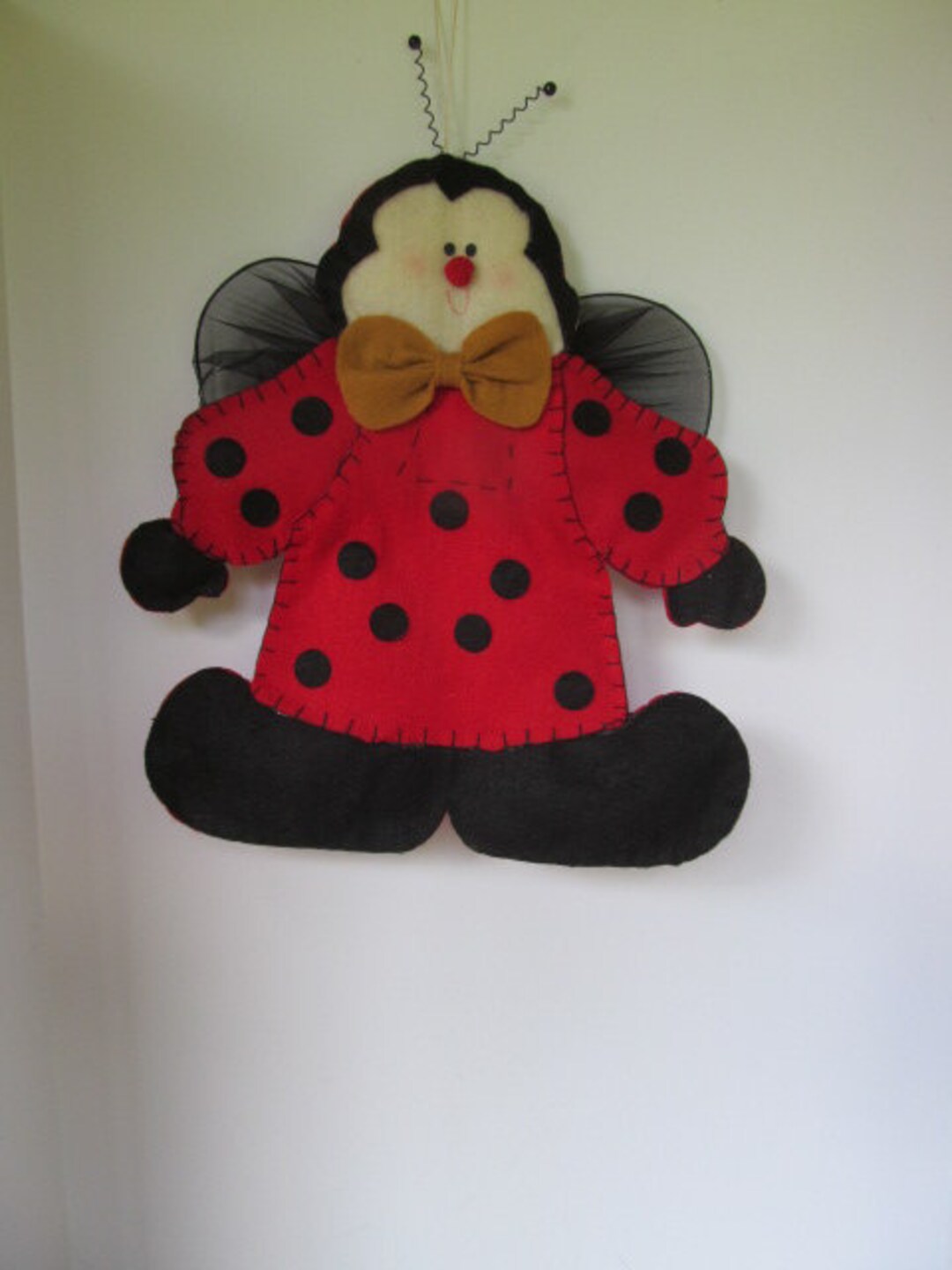 Felt Lady Bug Wall Hanging, Hand Embroidered Insects Bugs Cute Lady Bug ...