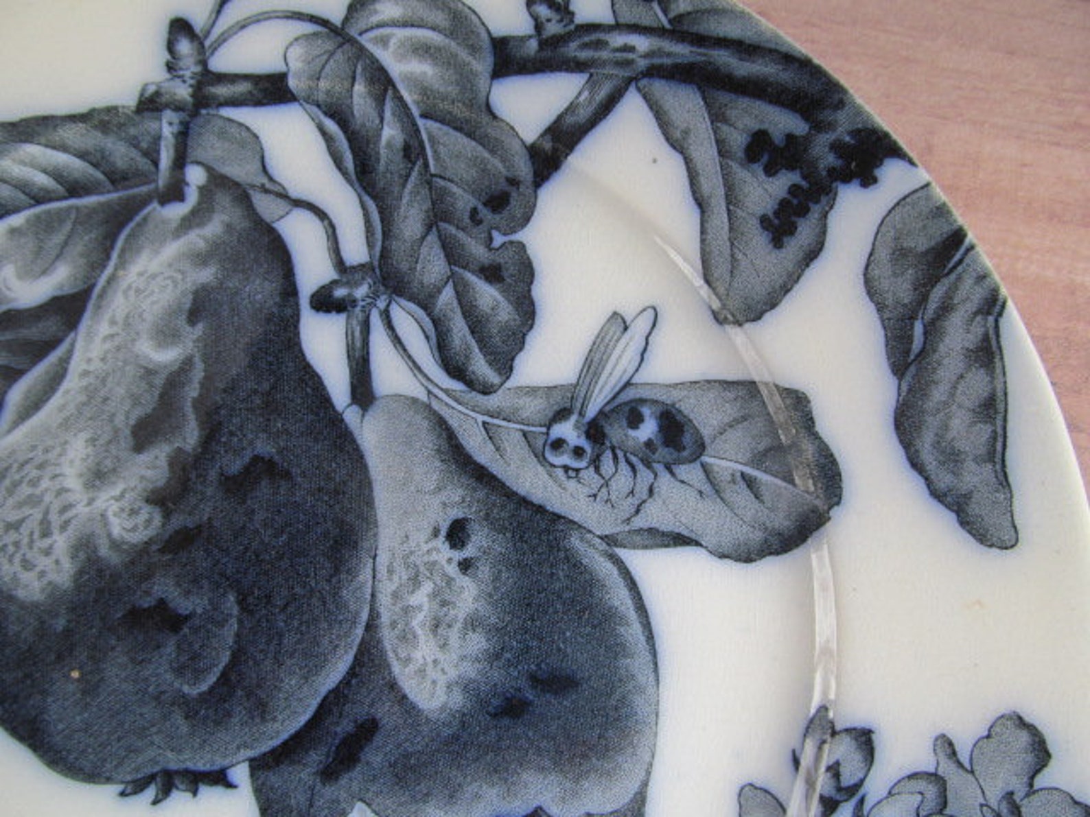 Antique FLOW BLUE Plates Pear Decor Flow Blue China Cobalt | Etsy