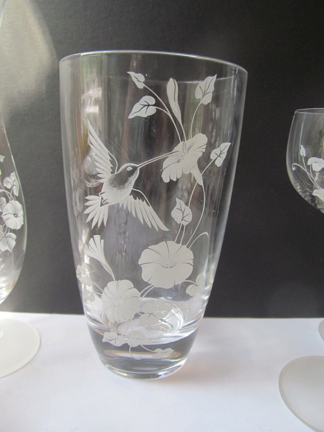 Hummingbirds Large Crystal Vase 24% Full Lead Crystal Hummingbird ...