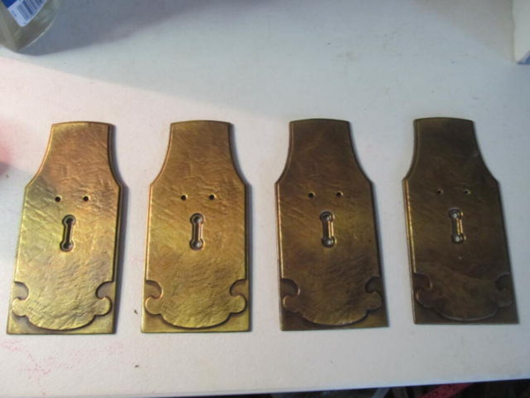 4 Key Backplates Victorian Brass Door Plate Brass Hardware Keyhole ...