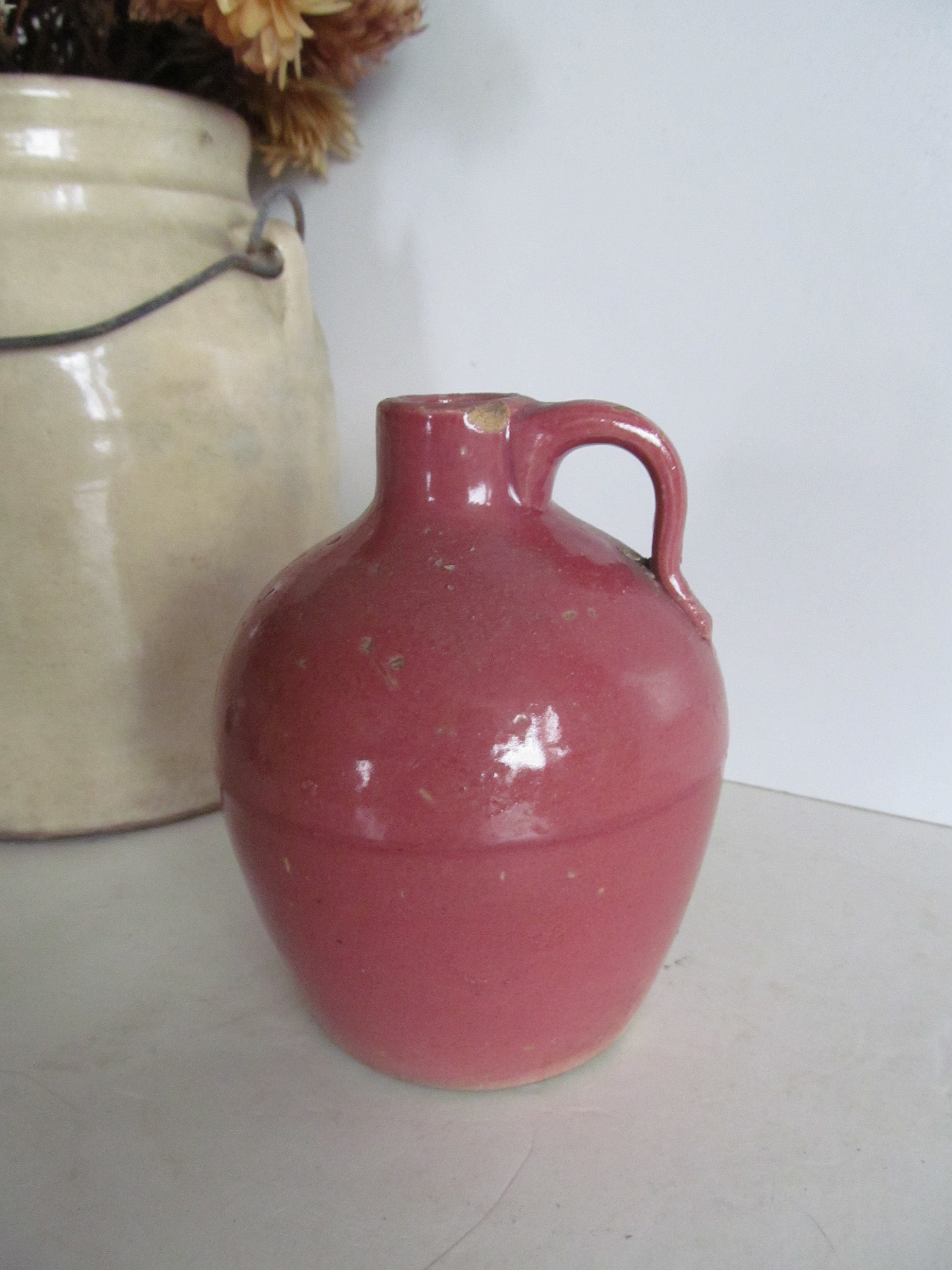Antique Pink Stoneware Jug Pink Pottery Vase Pink Whisky Jug - Etsy México