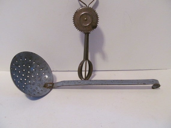 Gray Enamel Ladle Gray Granite ware Ladle Skimmer Enamel ware | Etsy