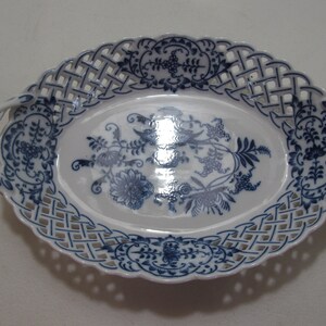 Blue Onion Pattern Reticulated Serving Bowl D Czechoslovakian Bowl ...