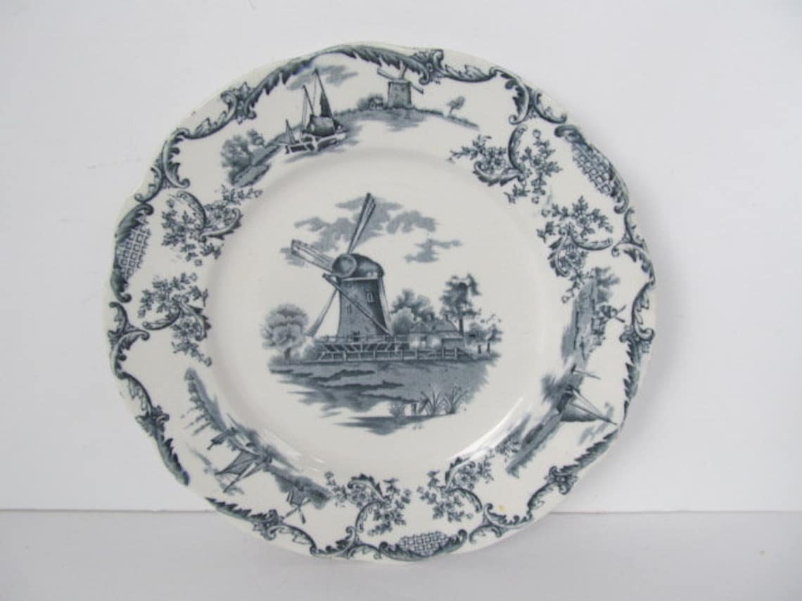 Delft Blue Transfer Ware Plate Upper Hanley England Pottery Semi ...