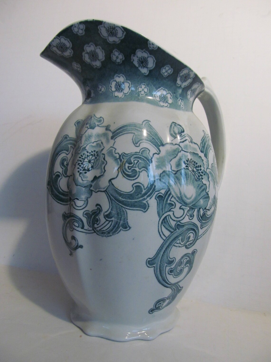 RARE Blue Transferware Pitcher Antique Blue and White - Etsy