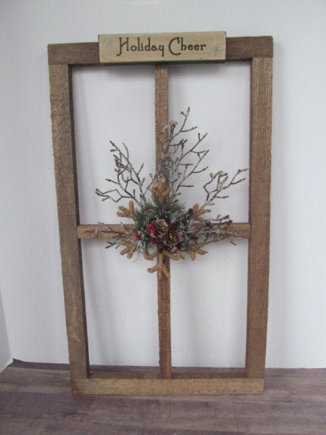 Primitive Window Frame Decor Burlap Snowflake Primitive Wall Decor ...