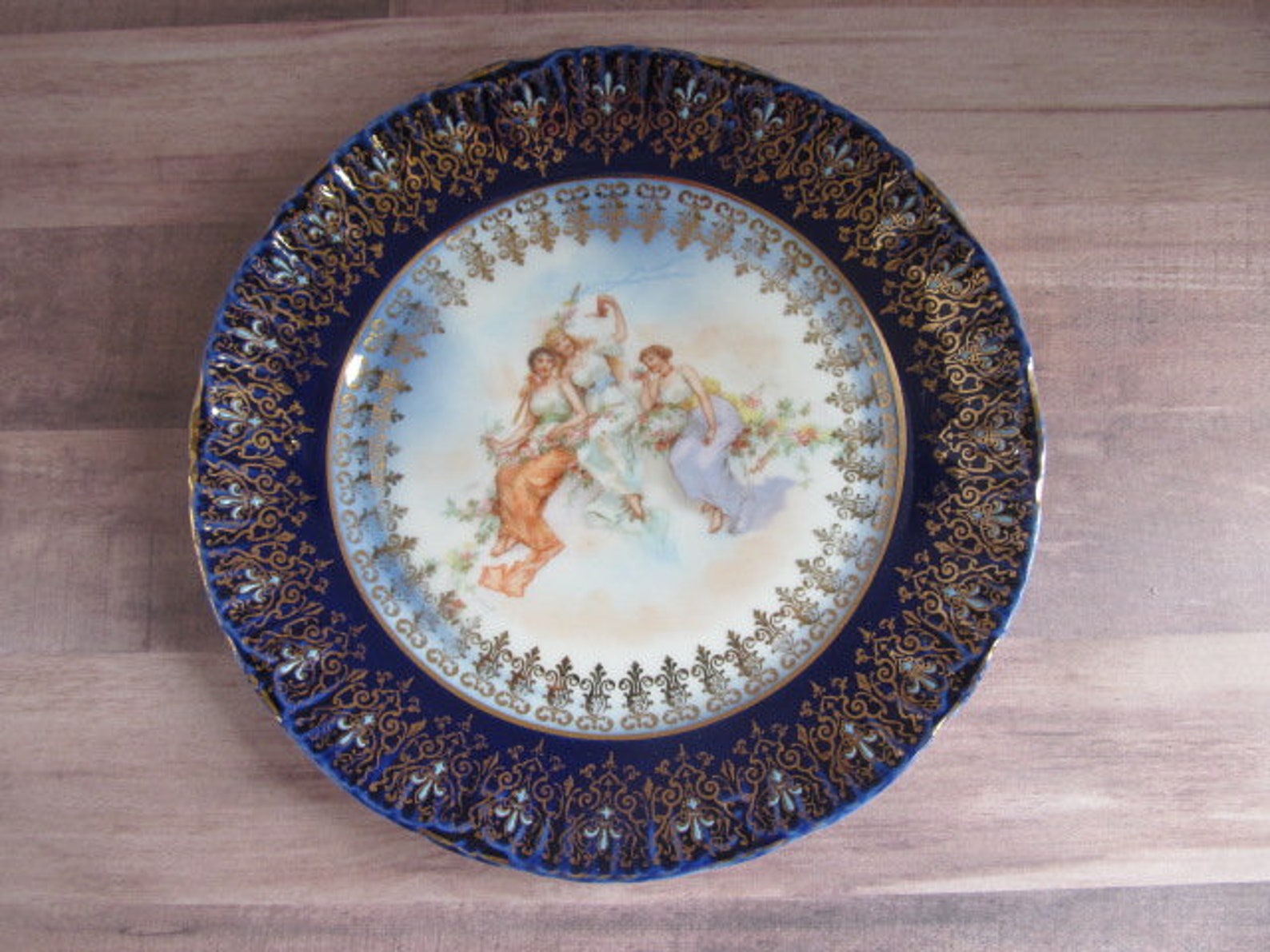 Victoria Carlsbad Austria Portrait Plate Flow Blue Cobalt Blue - Etsy