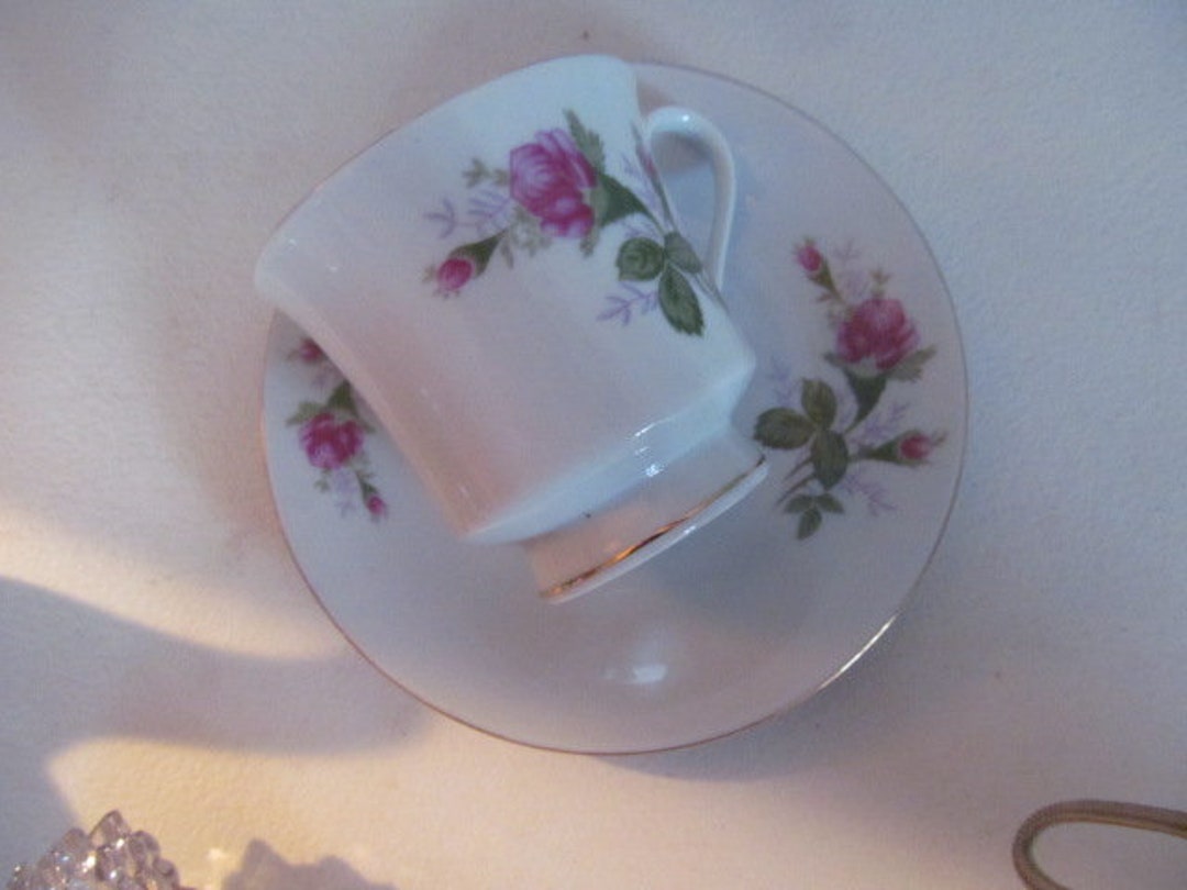 Rose Pattern Teacups With Pink Flowers Matching Cup and Saucer Set ...