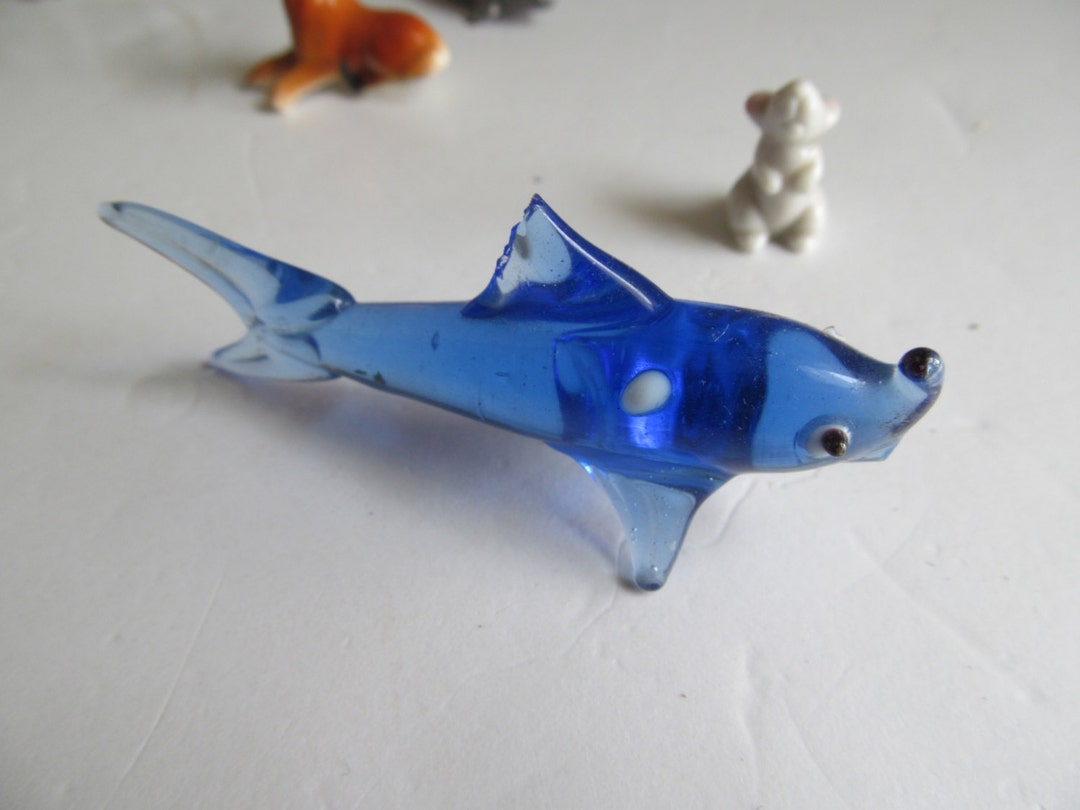 Glass Figurines Shark Figurines Blue Glass Shark Figurine Collectible ...