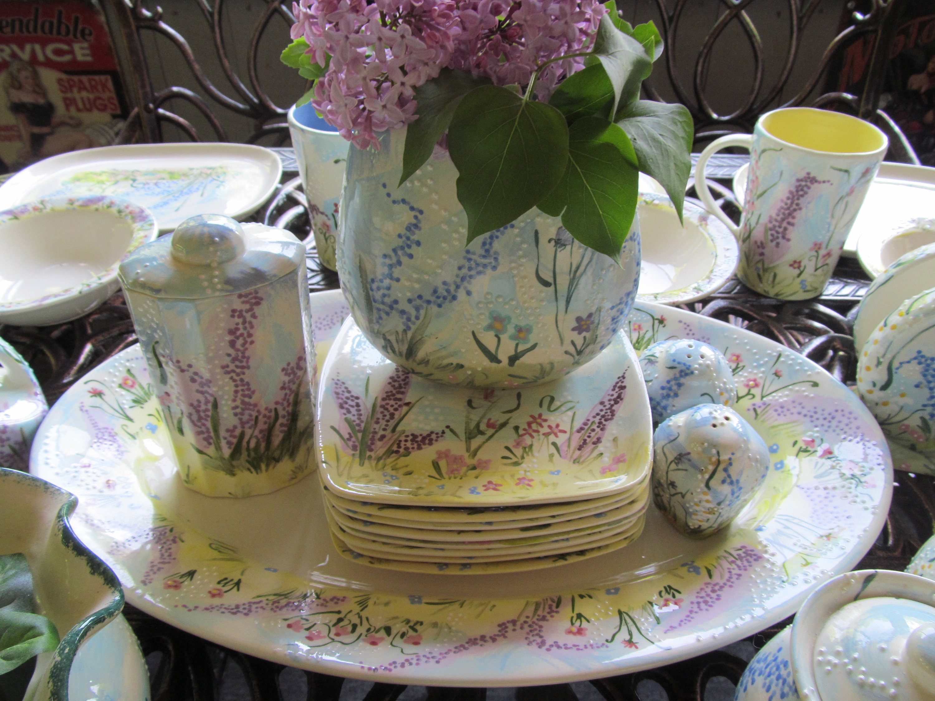 Wedding Set Hand Painted Pottery Set Large Dinnerware Sets | Etsy