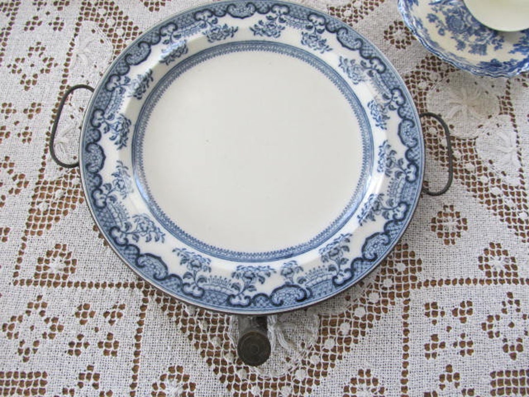 Blue Transferware Warming Plate Antique Blue China Plates Blue and ...