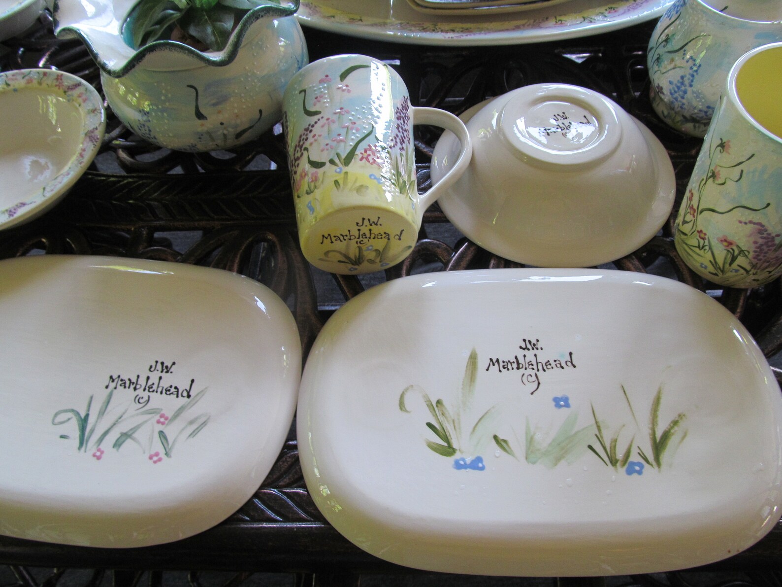 Wedding Set Hand Painted Pottery Set Large Dinnerware Sets | Etsy