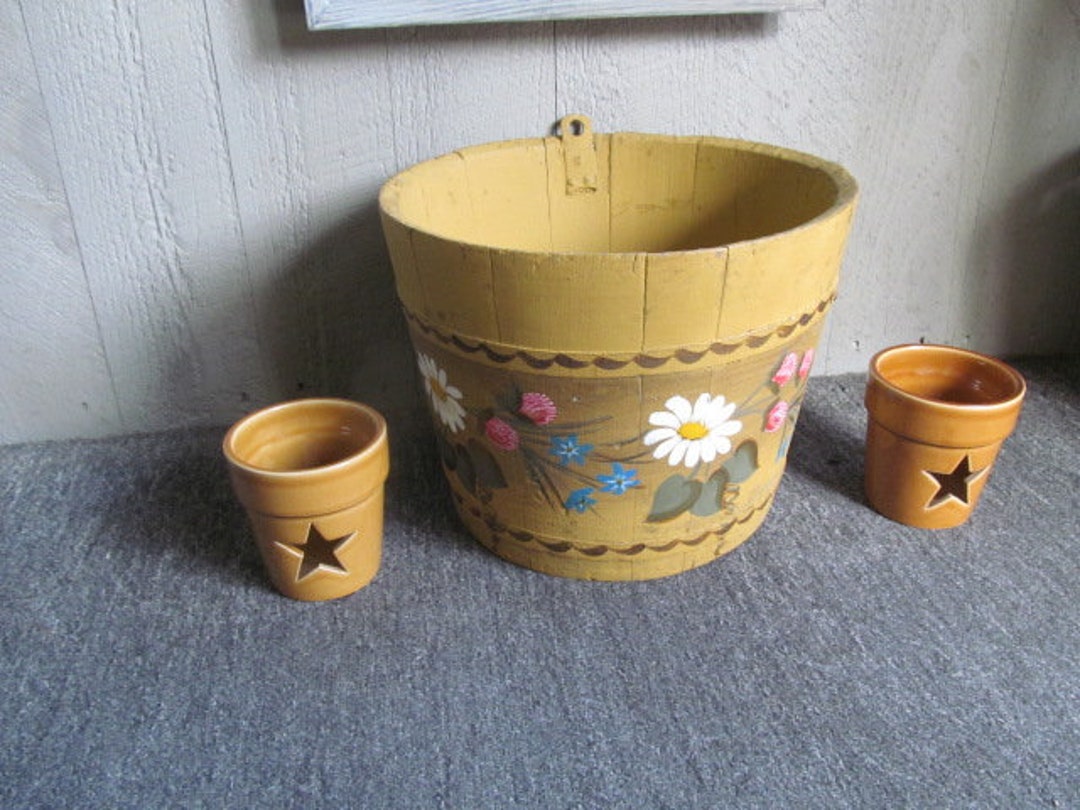Antique Wooden Sap Bucket Farmhouse Rustic Primitive Antique Wooden ...