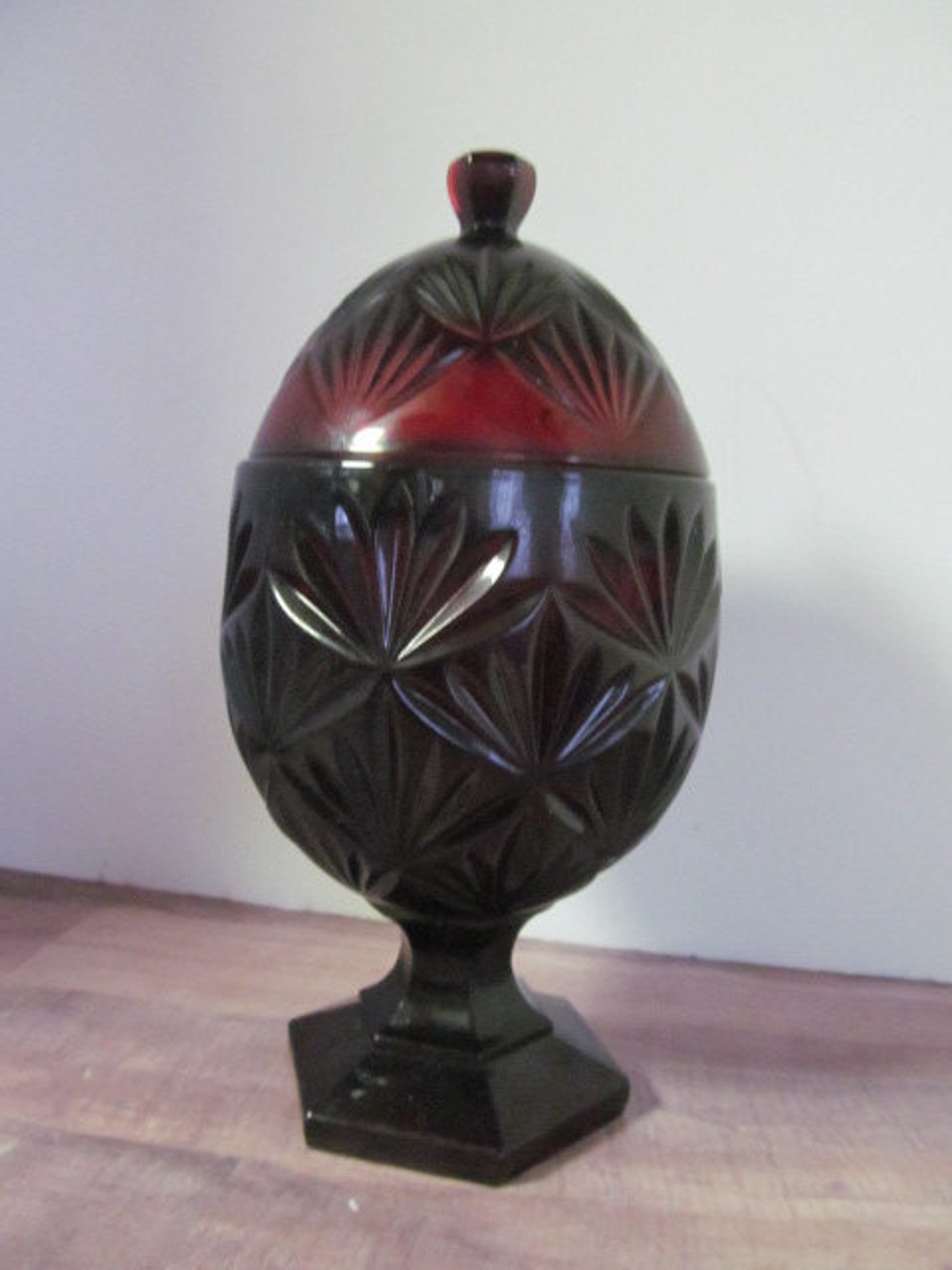 Ruby Glass Candy Dish Lidded Avon Egg Shaped Candy Dish - Etsy