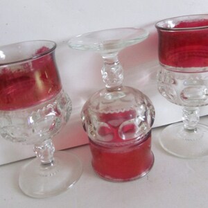 Wine Tiffin King's Crown Ruby Glass Stemware Thumbprint Glassware Ruby ...