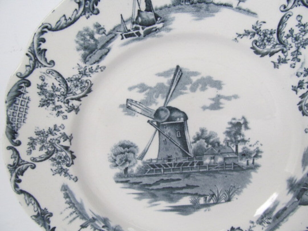 Delft Blue Transfer Ware Plate Upper Hanley England Pottery Semi ...