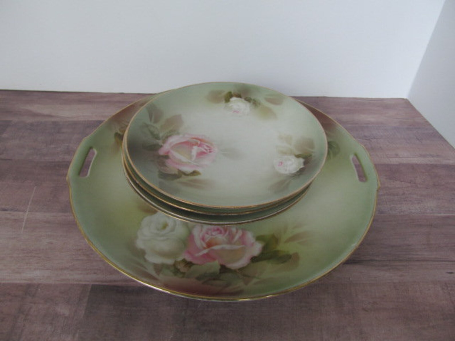 Set Cake Plate & Desert Plates Fancy China Service for 4 Pink - Etsy