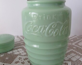 Jadeite Canister Coca Cola Jadeite Sugar Bowl Covered Coke Jadeite ...