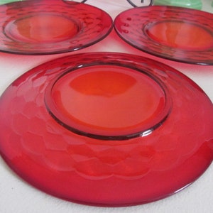 Georgian Thumbprint Ruby Red Plates Red Ruby Luncheon Plates 4 Oval ...