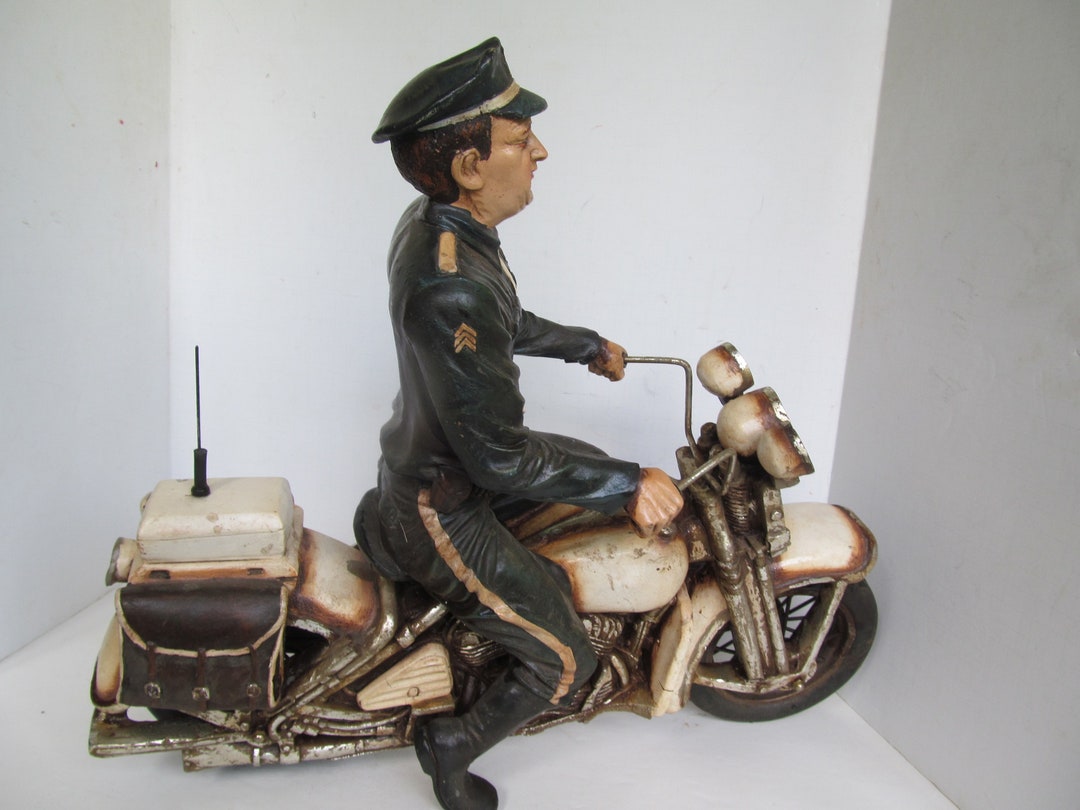 XL Large Policeman on Motorcycle Statue Motorcycle Police Man ...