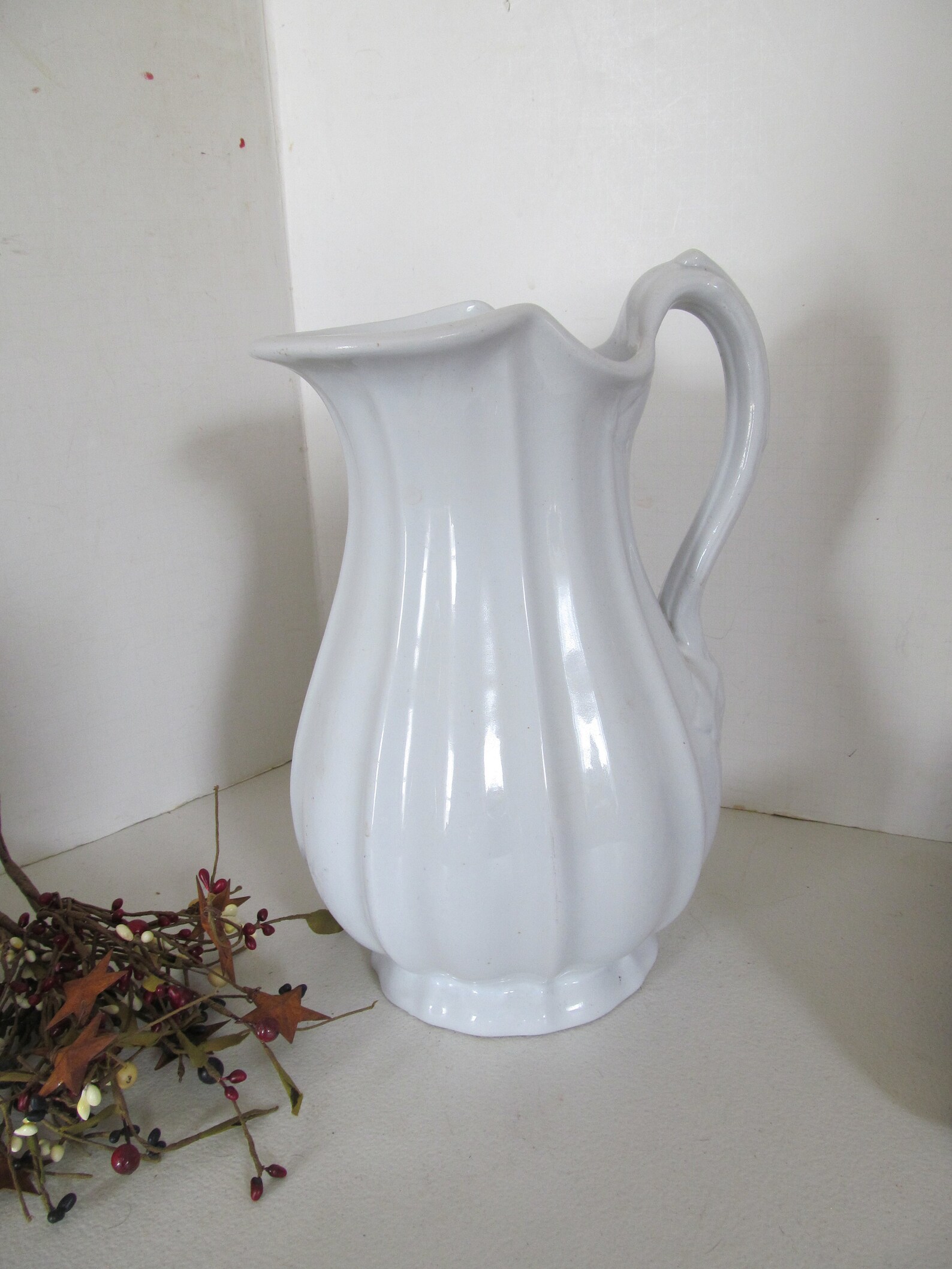 Antique White Ironstone Pitcher Pure White Home Decor Antique - Etsy