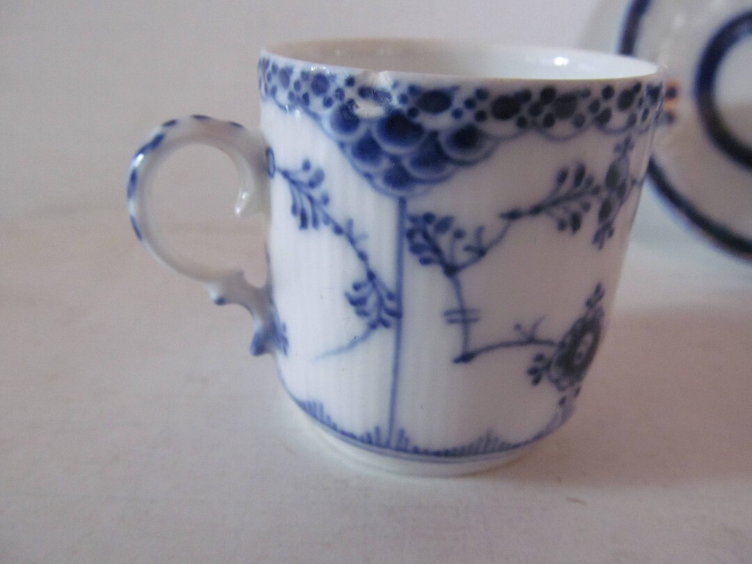 Miniature Flow Blue Cup Danmark Copenhagen Pattern Blue and White Tea ...