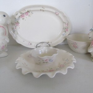 Pfaltzgraff Tea Rose Ruffled Edge Bowl Serving Platter Pfaltzgraff Tea ...