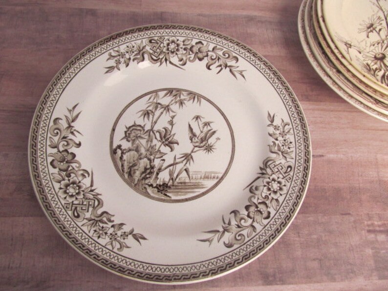 Rare Bamboo Bird 1800s Victorian Aesthetic Movement Era Plates - Etsy