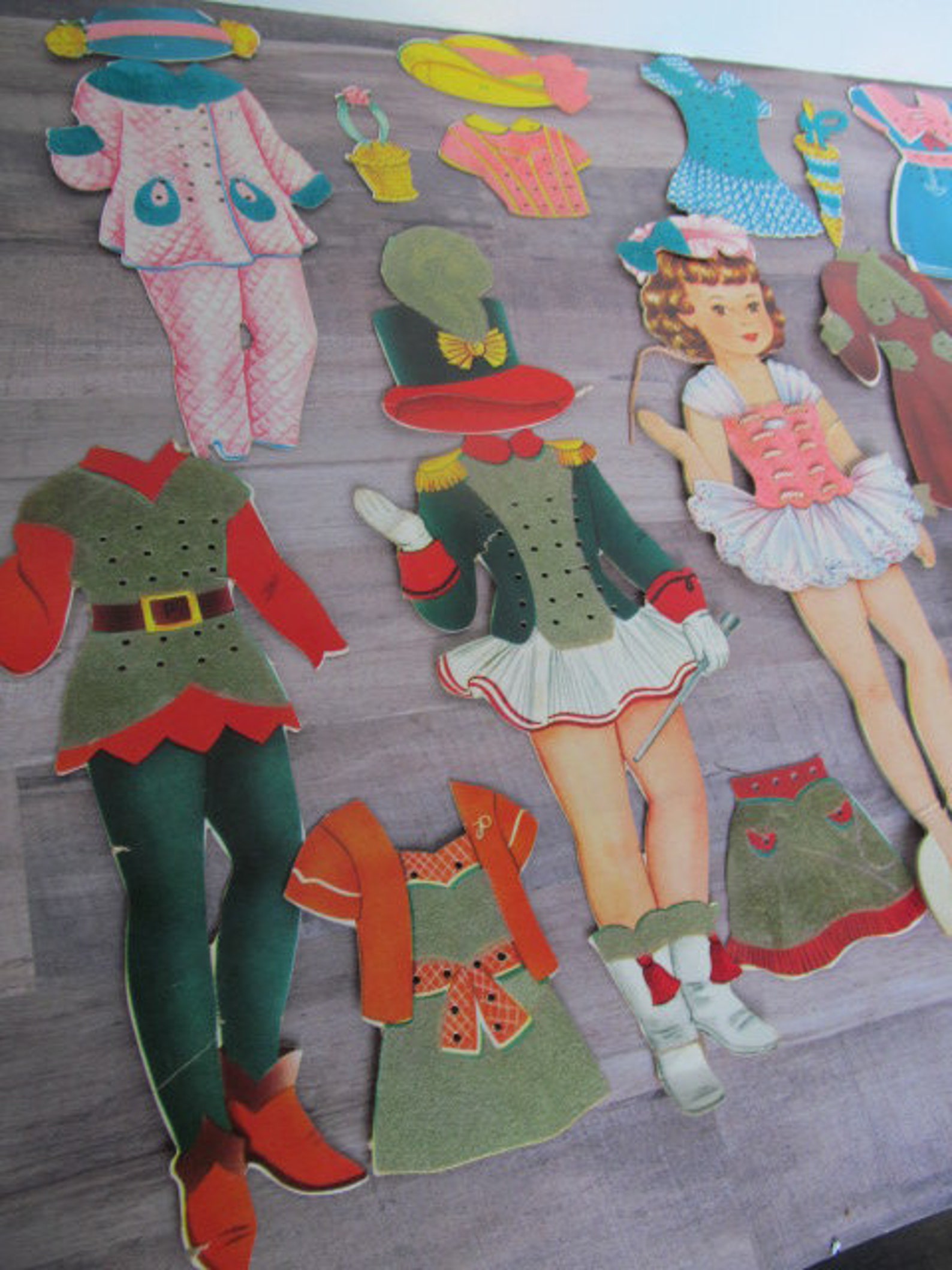 Vintage Paper Dolls and Costumes Pixie Elf Clothing Flocked - Etsy