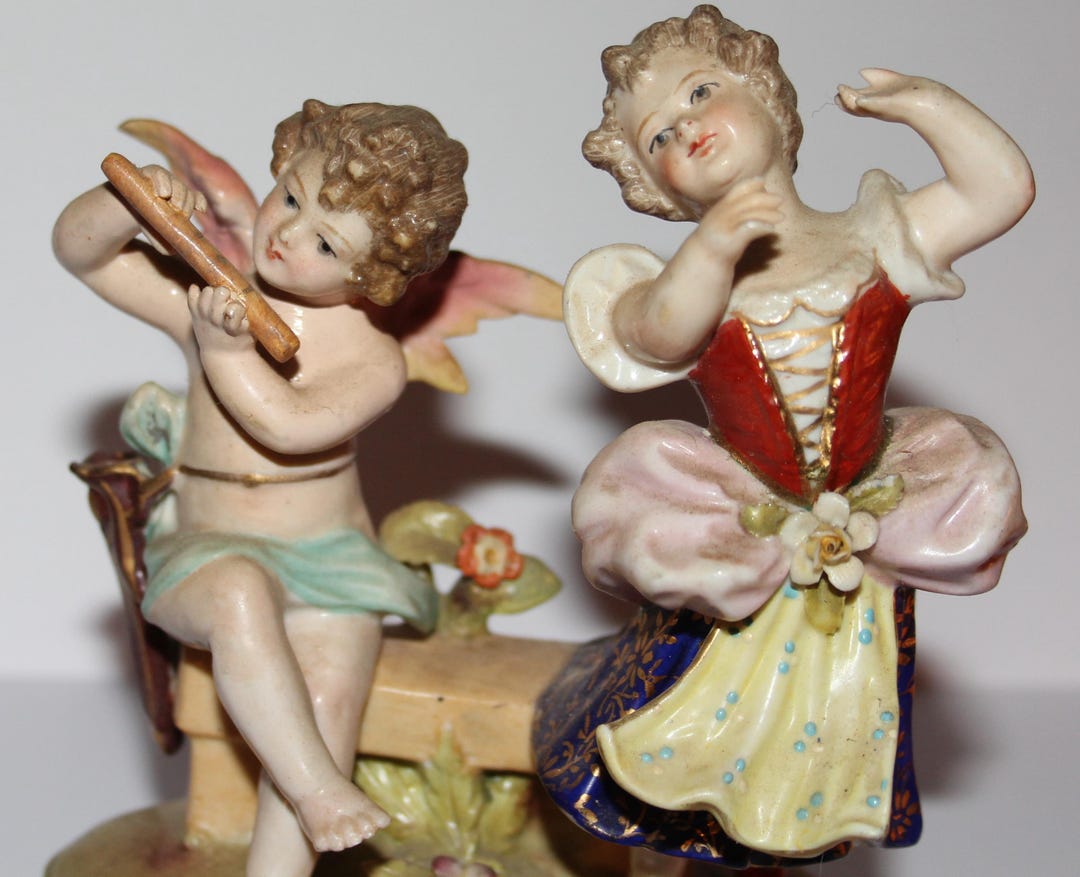 Rare Dresden German Figurine. Putti and Girl Dancing - Etsy
