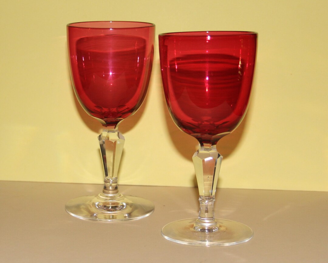 Edwardian Cranberry Glass Port Wine Glasses, Ruby Anniversary Pair - Etsy