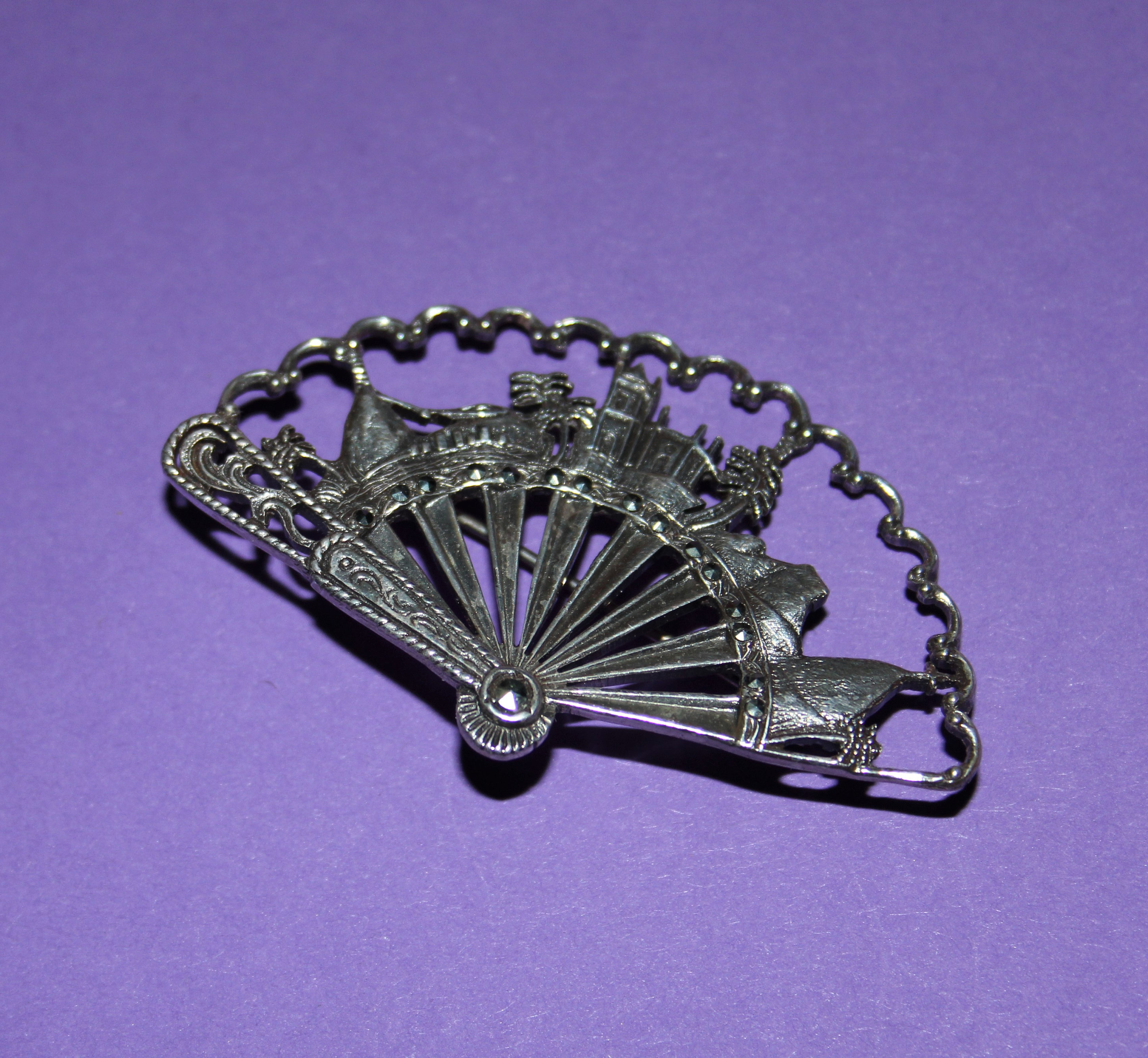 Delightful Vintage AC1 935 Silver Fan Brooch/hand-crafted/marcasite - Etsy
