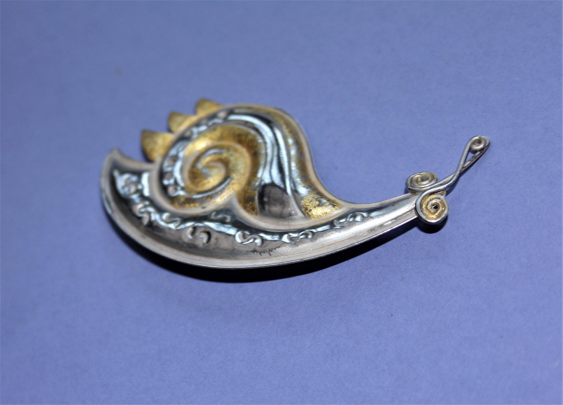 Vintage Silver Plated Snail Brooch/ Costume Jewellery /malacologist/fun ...