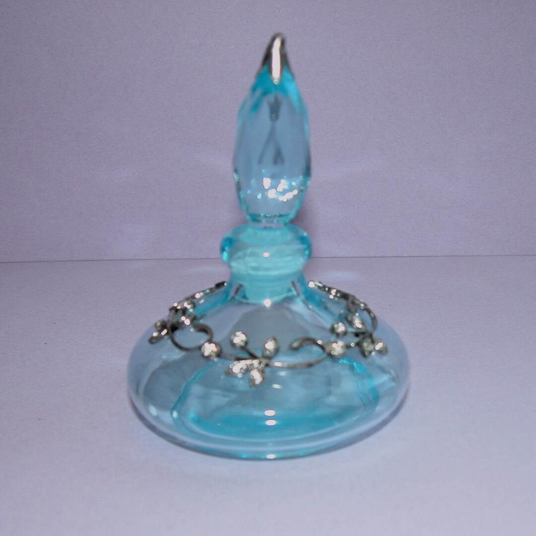 Delightful Vintage Pretty Blue Glass Perfume Bottle With Stopper ...