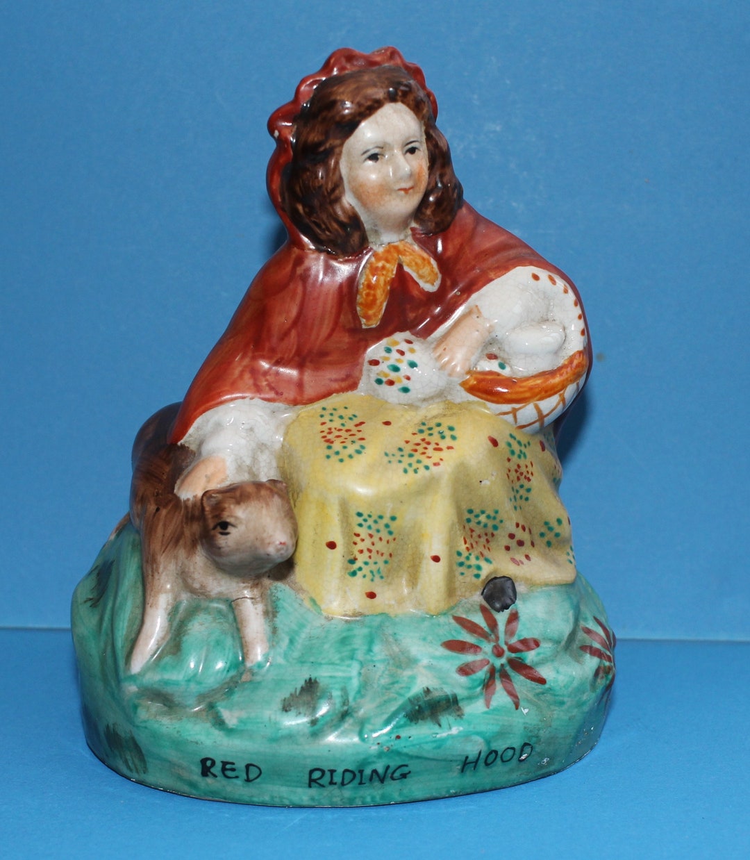 Antique 19th Century Staffordshire Figurine/ Little Red Riding Hood ...