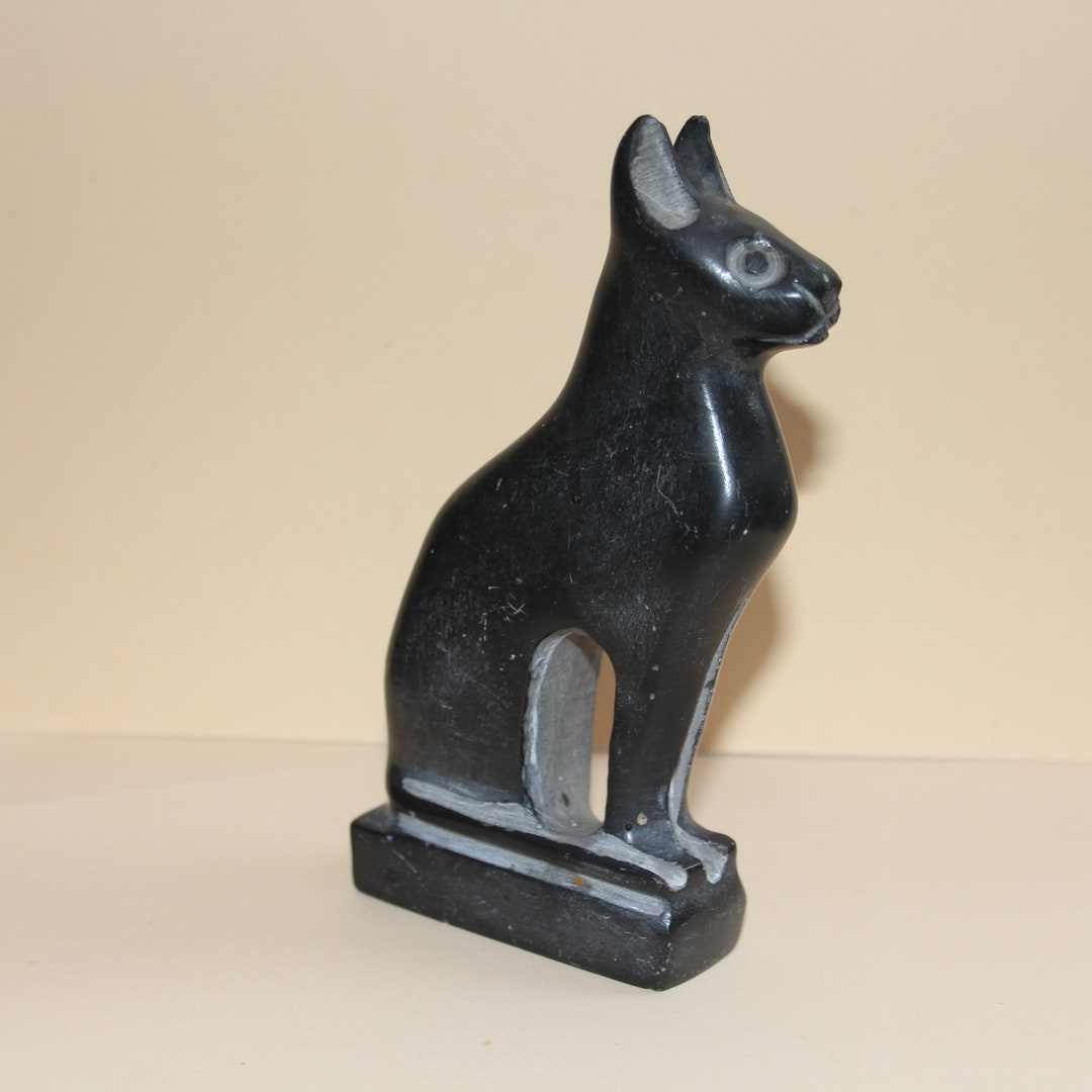 Vintage Hand Carved Basalt Stone Egyptian Cat - Etsy