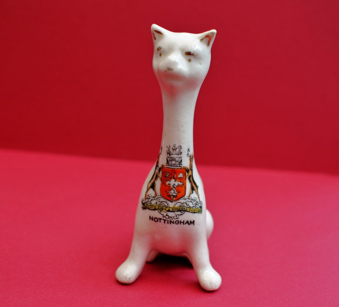 Rare Crest Ware Long Necked Cheshire Cat .... Coat of Arms Nottingham ...