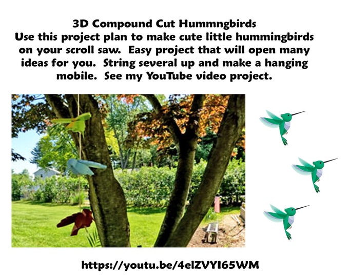 Hummingbird Mobile: Compound Cut Pattern Project for Scroll Saw - Etsy