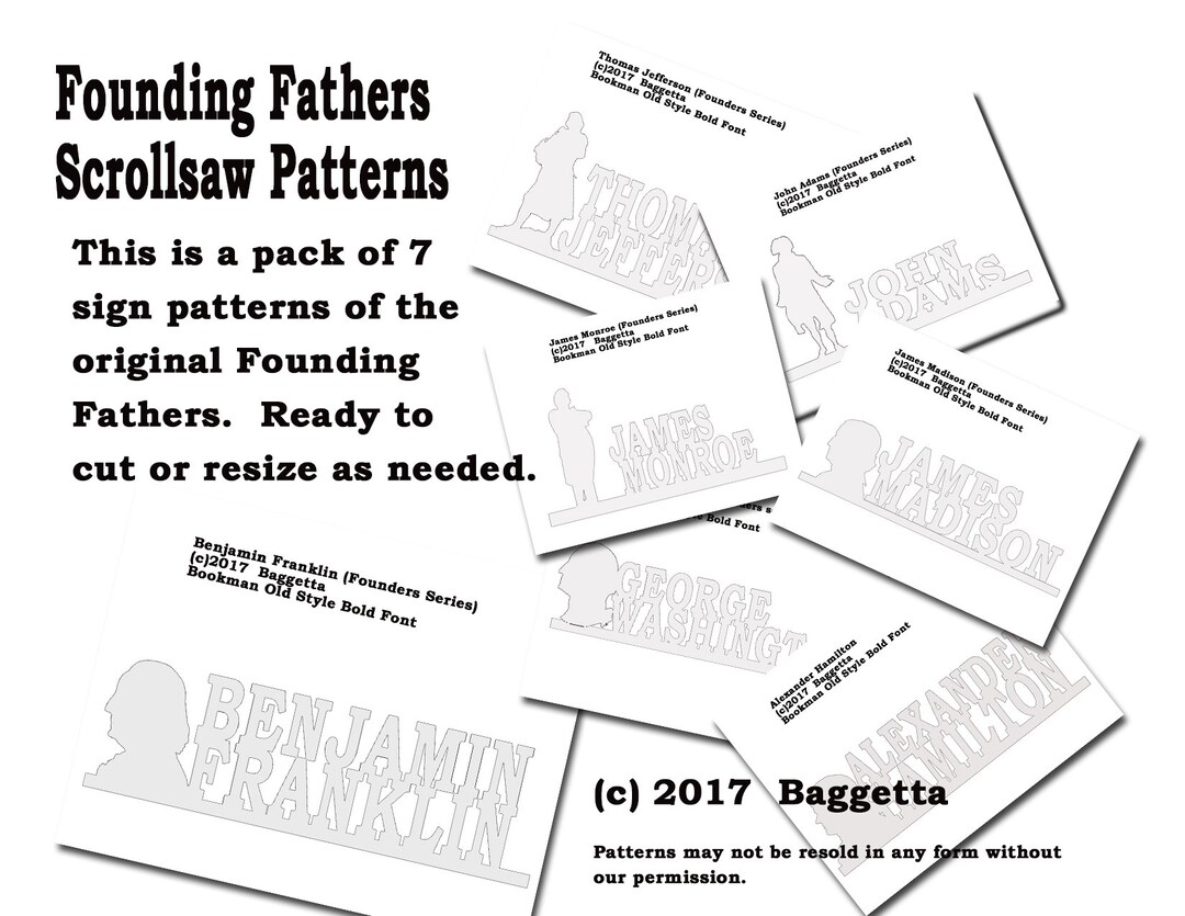 Scrollsaw Founding Fathers Sign Patterns - Etsy