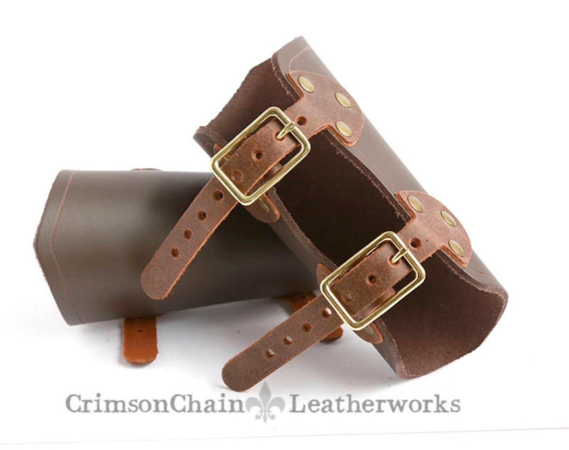 Medium Brown Plain Bracers by Crimson Chain Leatherworks SCA | Etsy