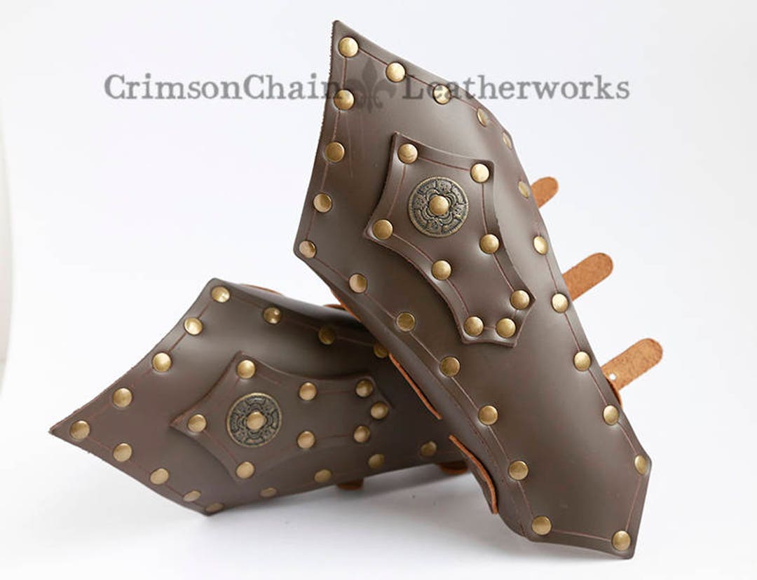 Large Brown Gothic Style Bracers by Crimson Chain Leatherworks SCA Larp ...