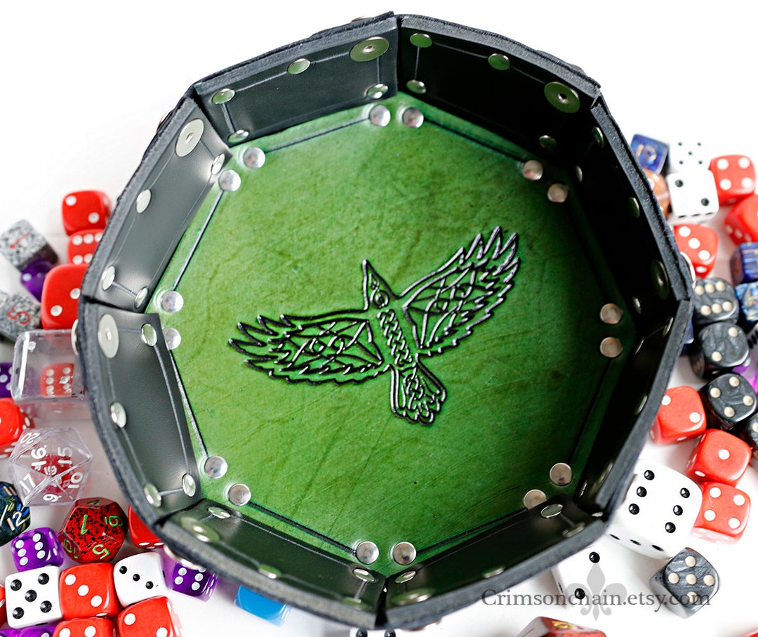 Celtic Raven Collapsible Dice Tray by Crimson Chain Leatherworks - Etsy