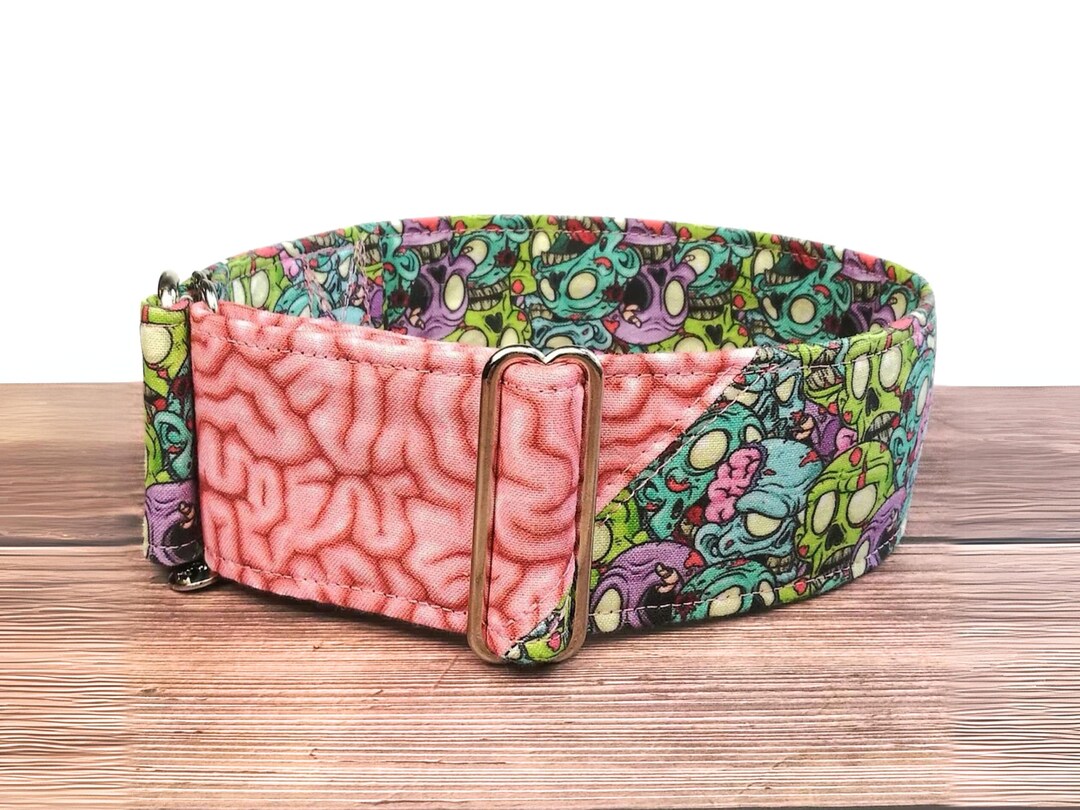 Halloween Dog Collar Zombies and Brain Pattern, Fabric Dog Collar ...