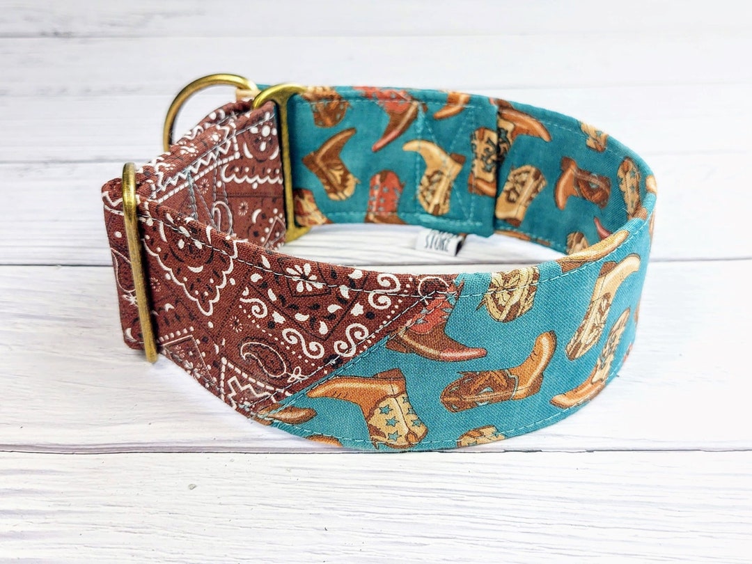 Western Dog Collar Cowboy Boots and Bandana Patch, Limited Slip ...
