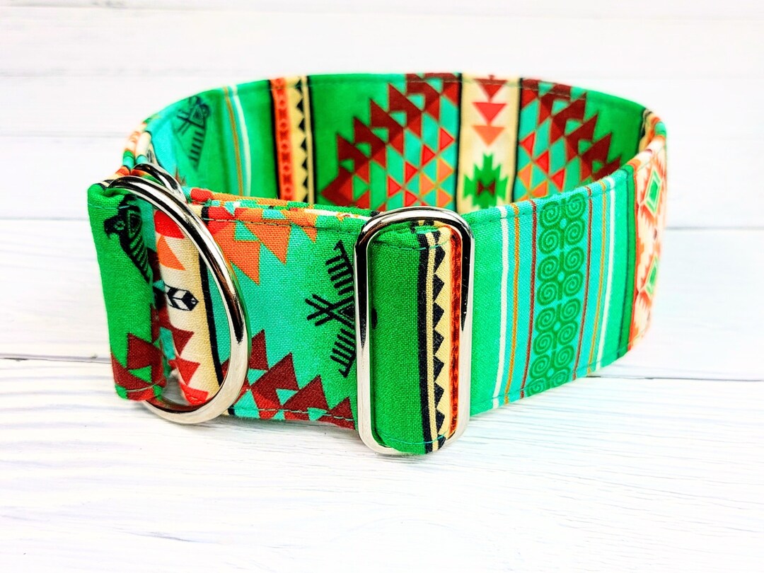 Aztec Dog Collar Southwest Greyhound Collar, Boy Dog Collar, Green ...