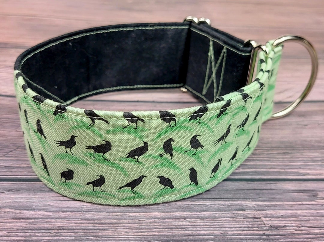 Raven Dog Collar, Black Crows Fabric Collar, Sighthound Collar, Martingale or Buckle Collar ...