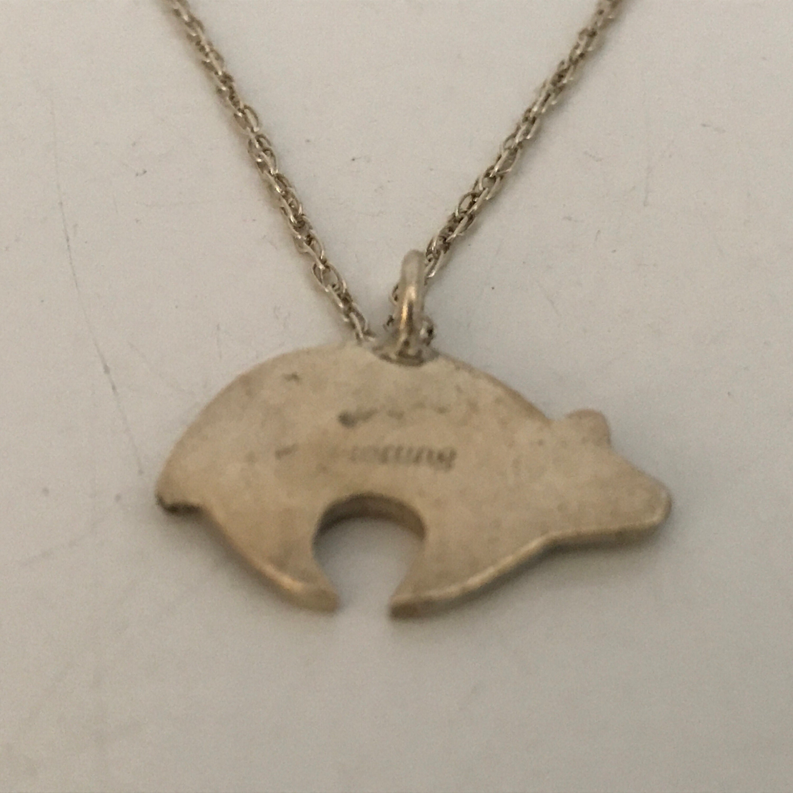 Vintage Native American Bear Pendant Sterling Silver Pendant and Chain ...