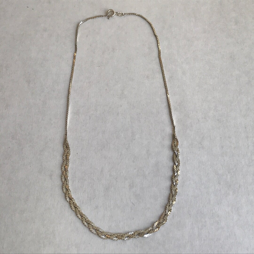Vintage Flat Braid Chain Sterling Silver 925 Necklace - Etsy