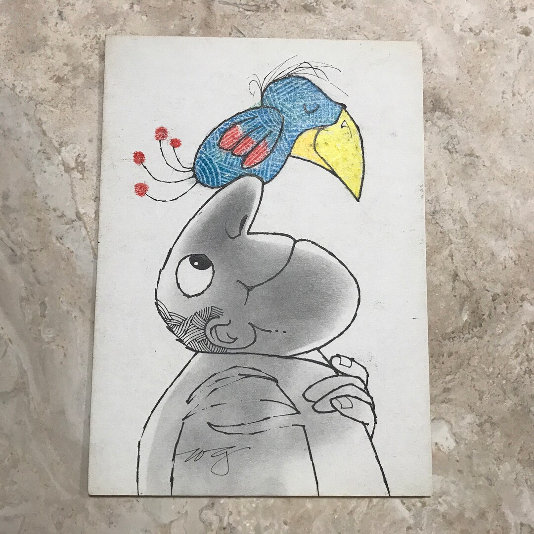 Vintage Original Art by Willis Henry Goldsmith Man With Bird "beak on ...